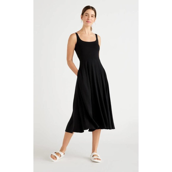Quince | Dresses | New Quince Tencel Fit And Flare Dress Black Womens ...